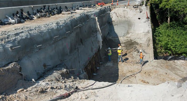 Practice of hole drilling for soil nails - Soil Nail System